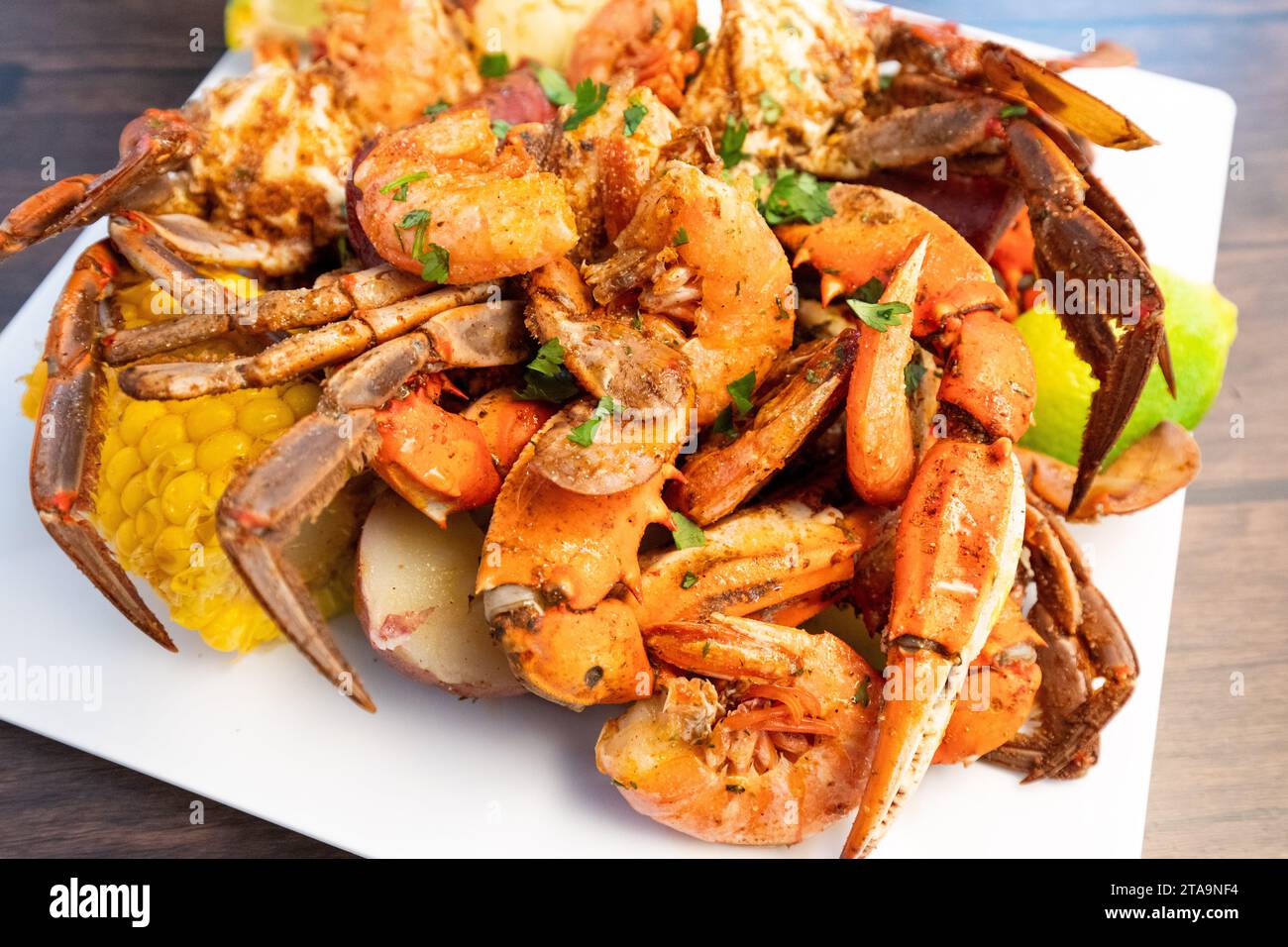 Fresh Full Seafood Boil Stock Photo - Alamy