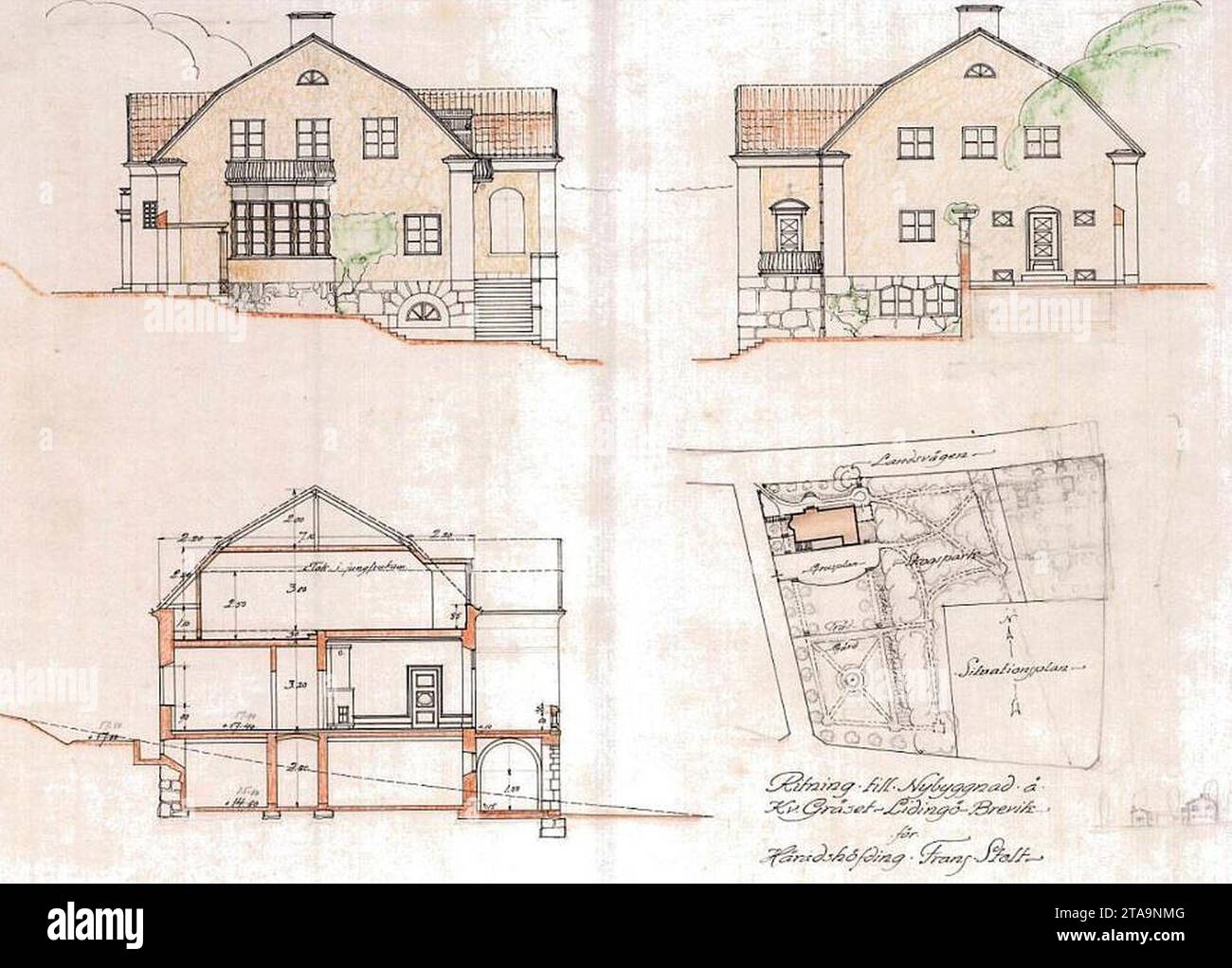 Villa Brevik ritning, 1917d Stock Photo - Alamy