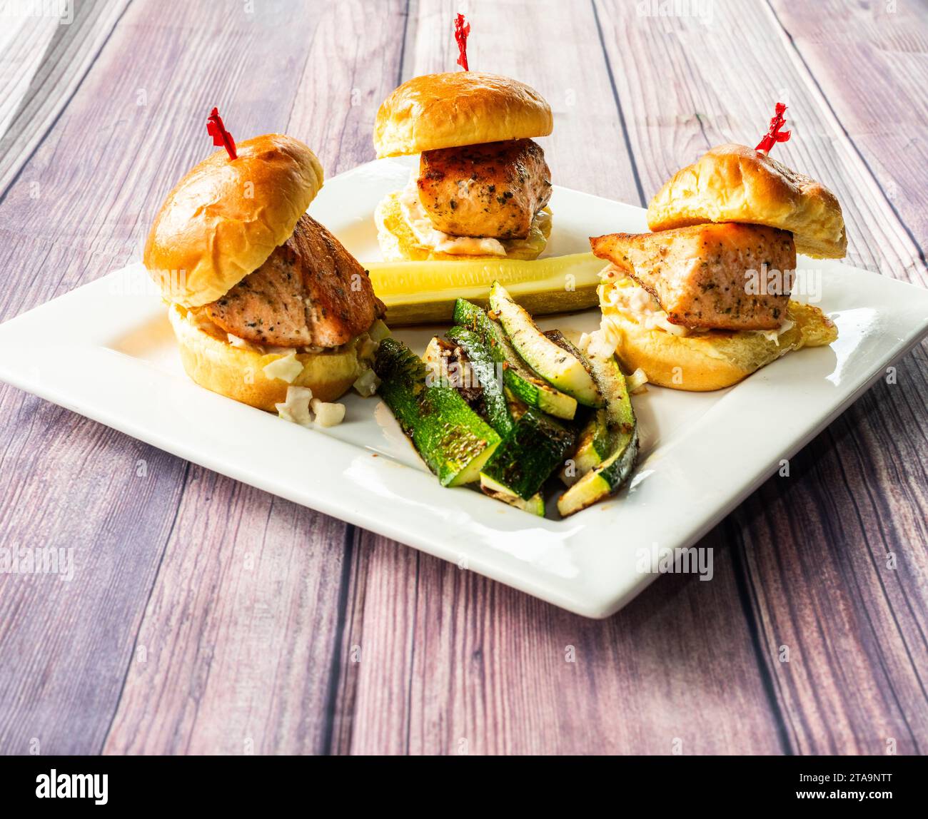 Cute salmon burgers hi-res stock photography and images - Alamy