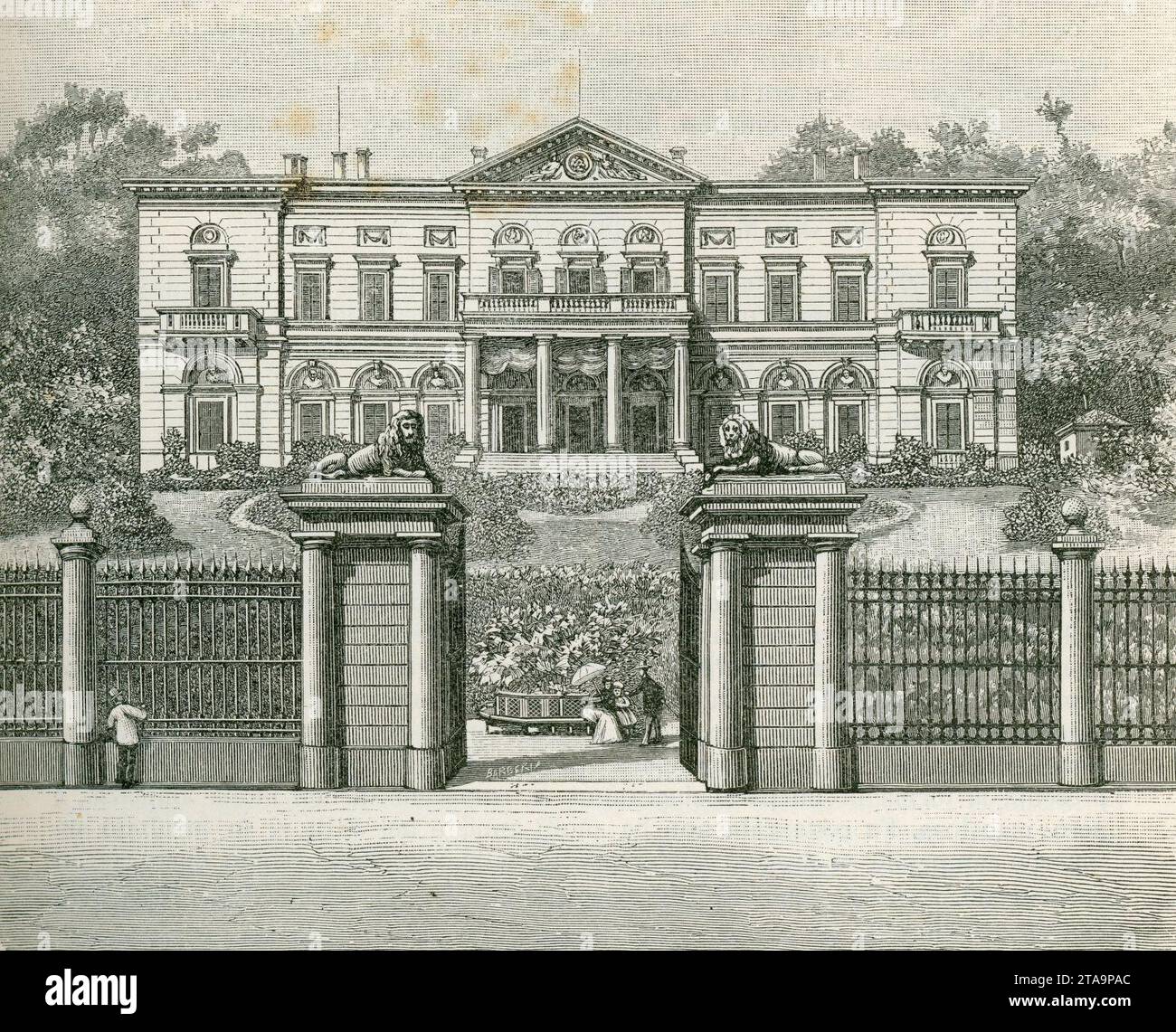 Villa Farraggiana Meina sul lago Maggiore xilografia di Barberis Stock ...