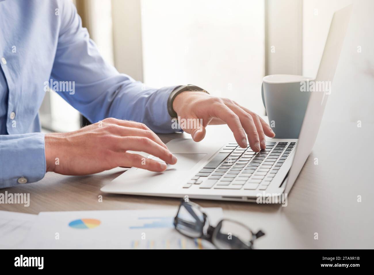 Business analyst in the office. Office worker with laptop Stock Photo ...