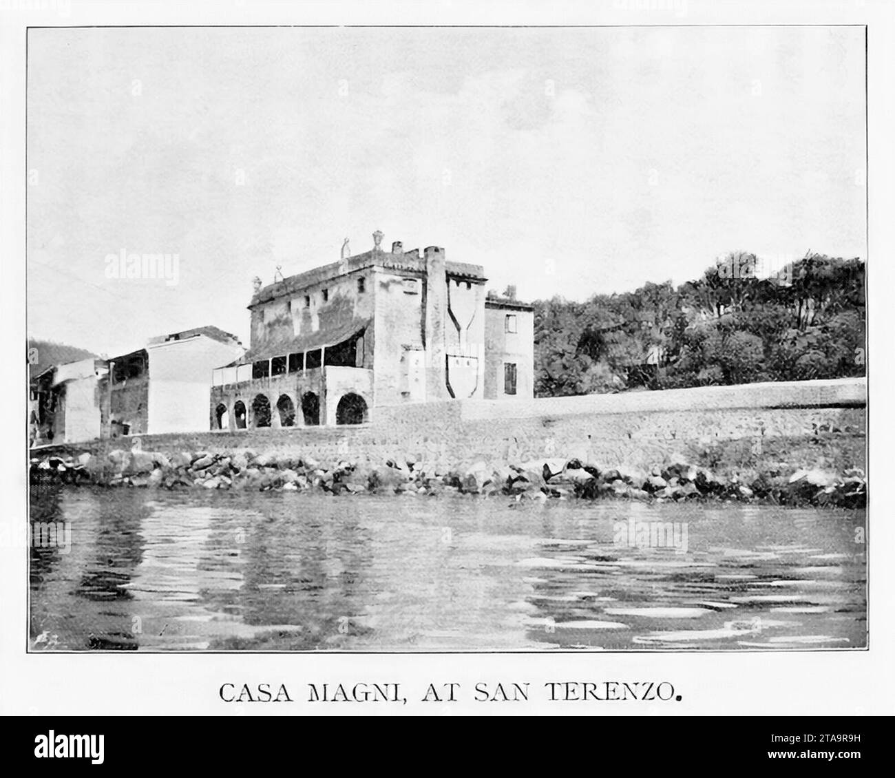 Villa Magni at San Terenzo 1900 bw restored Stock Photo - Alamy