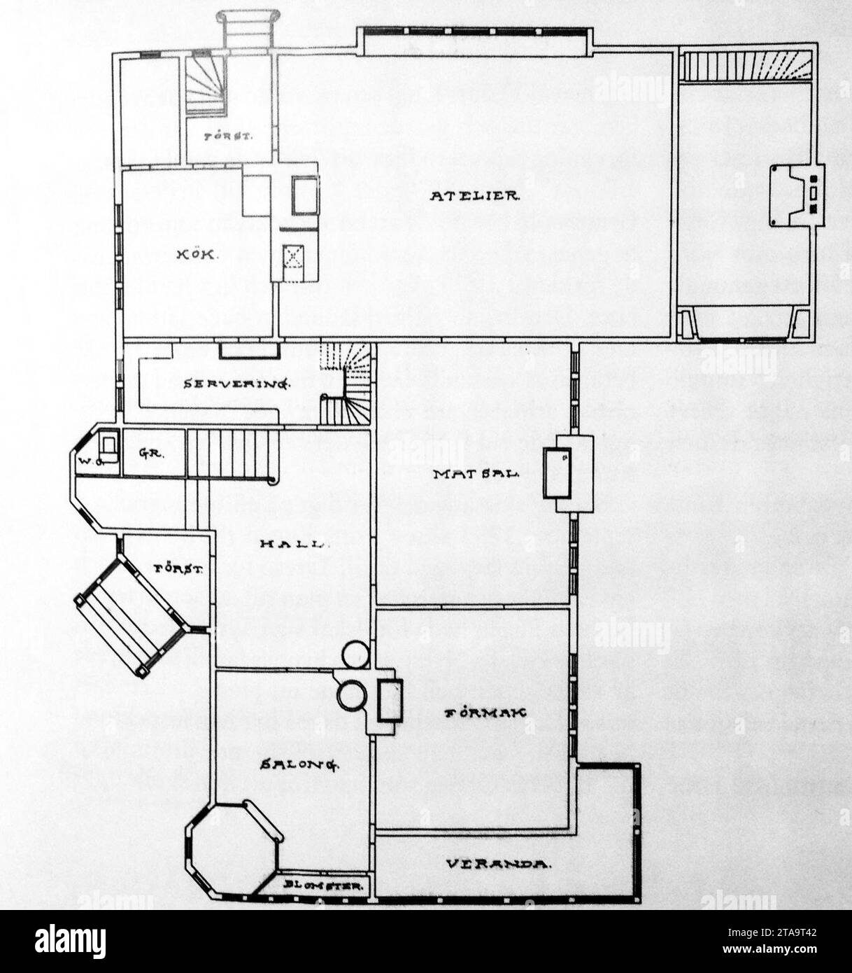 Villa Tallbacken, ritning Stock Photo - Alamy