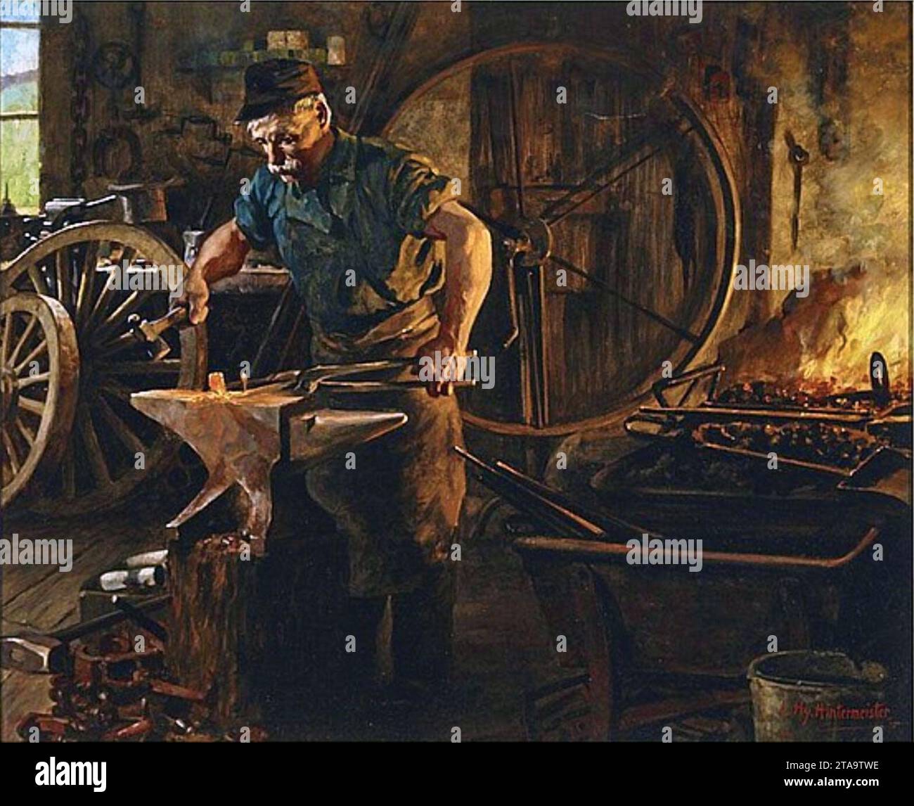 Village Blacksmith by John Henry Hintermeister Stock Photo - Alamy