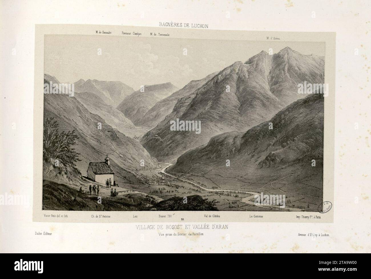 Village de Bosost (i.e. Bossòst) et Vallée d'Aran - Vue prise du ...