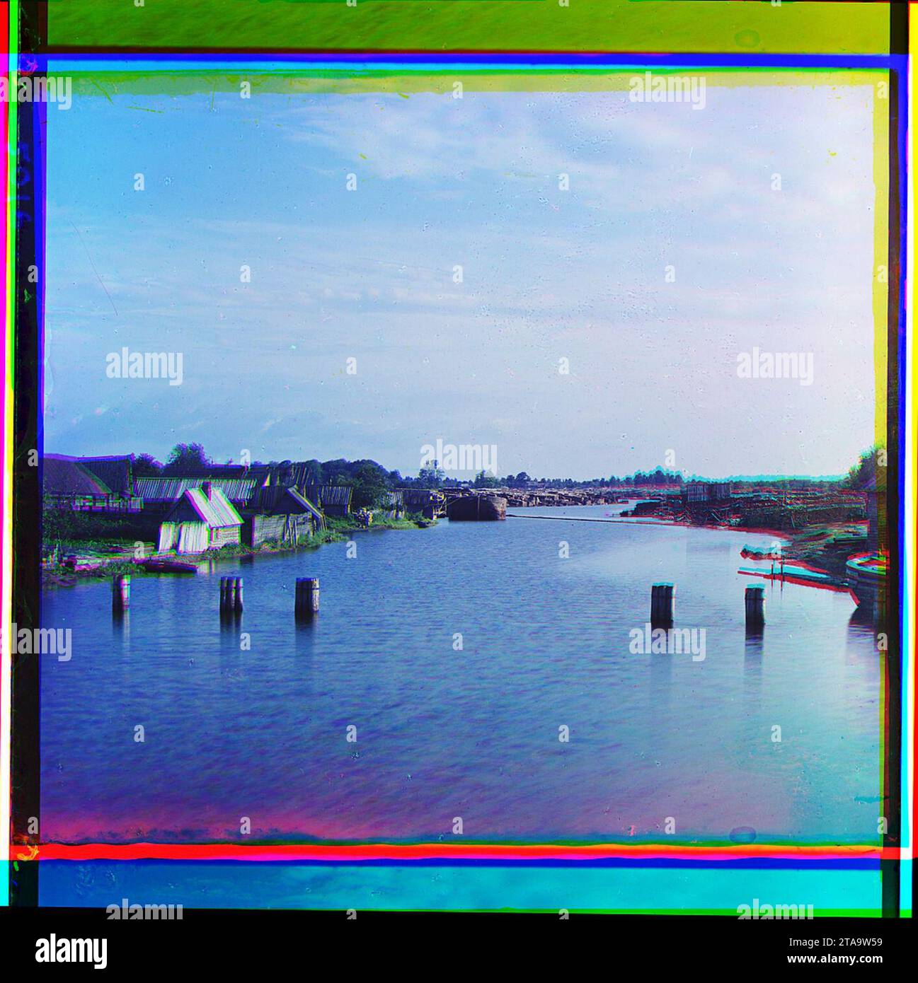 Village of Naziya. Emperor Peter the Great Canal. View of Naziya River ...