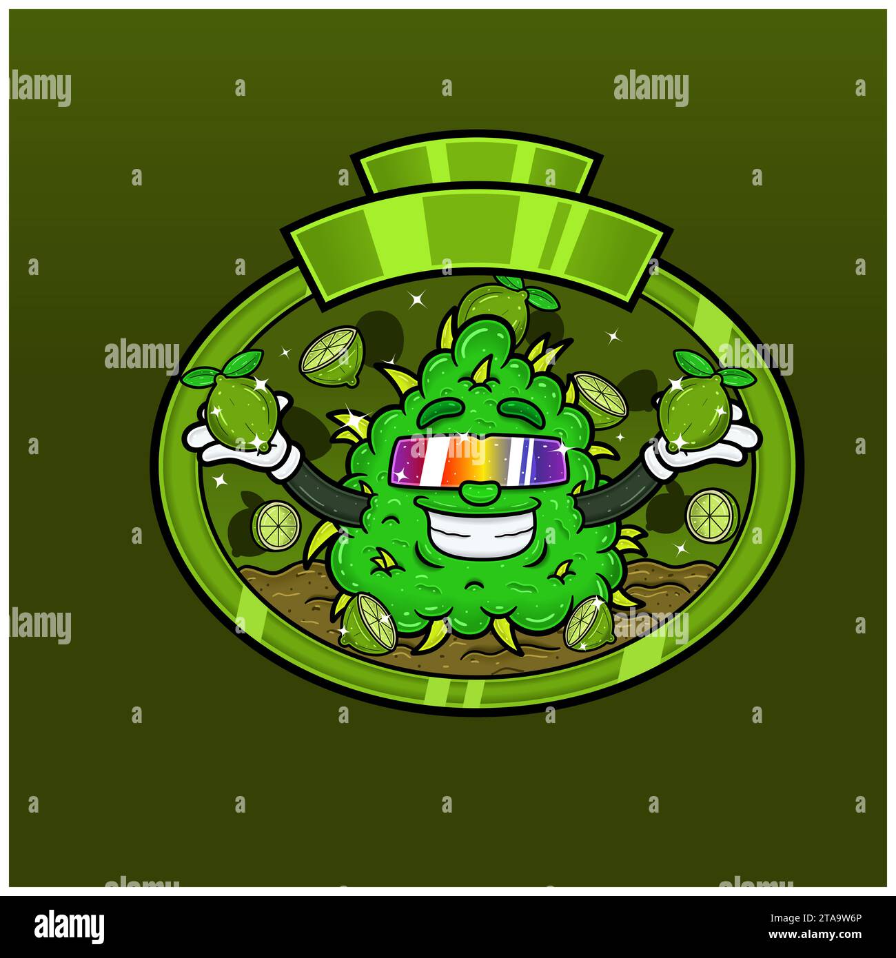 Lime Flavor with Weed Mascot Cartoon. Weed Design For Logo, Label and ...