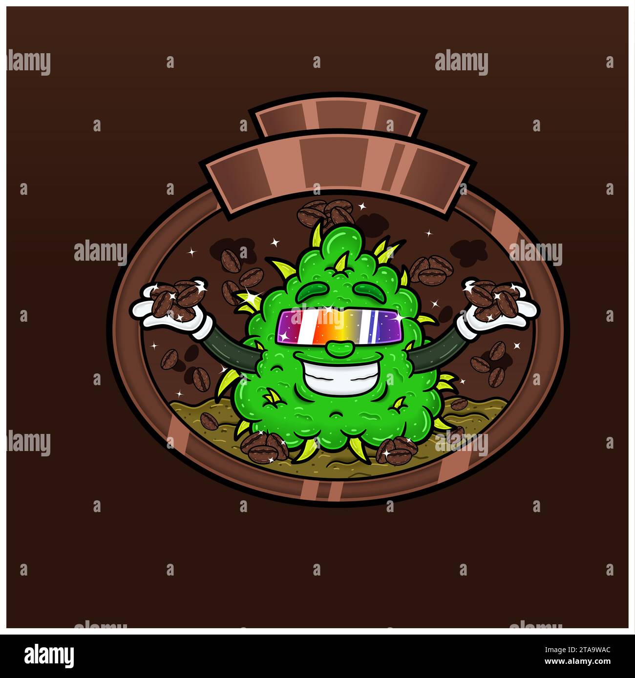 Coffee Flavor with Weed Mascot Cartoon. Weed Design For Logo, Label and ...