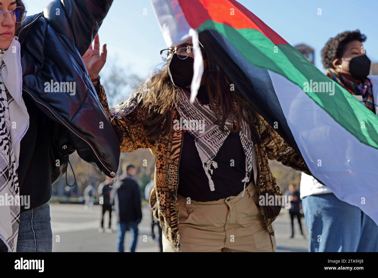New York, New York, USA. 29th Nov, 2023. Pro Palestine students walked ...
