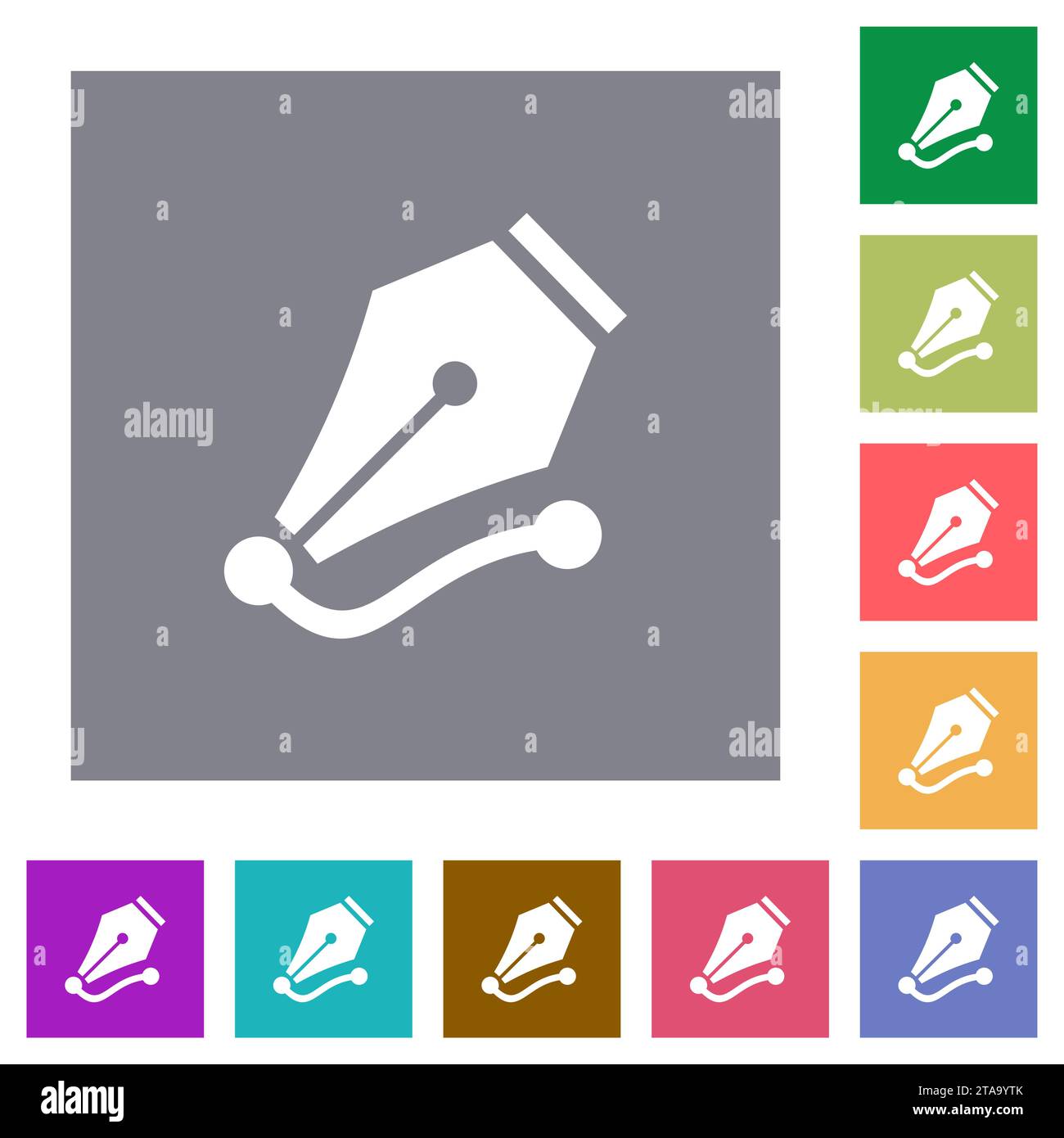 Drawing vector curve with pen tool solid flat icons on simple color ...