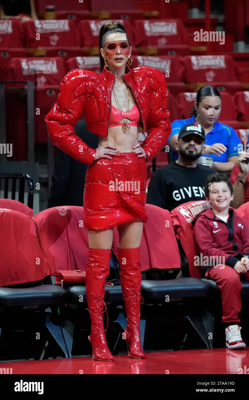 Opera singer and fashion designer Radmila Lolly watches players warm up ...