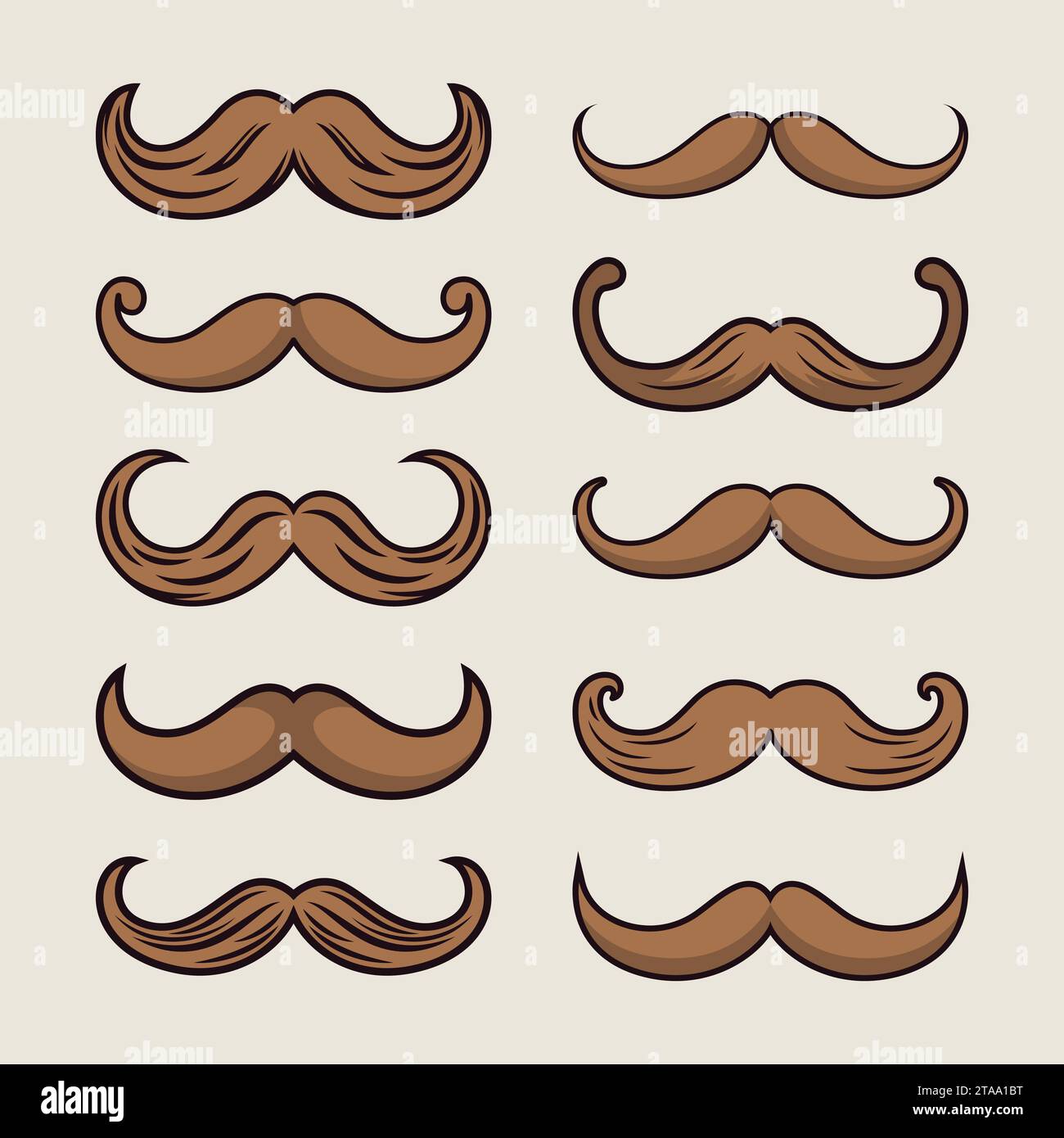 Vector Isolated Mustache Set. Face Party Decoration for Portrait ...
