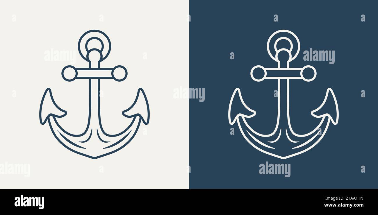 Vector Anchors. Anchor Silhouette Icon Set. Anchor with Outline. Anchor ...