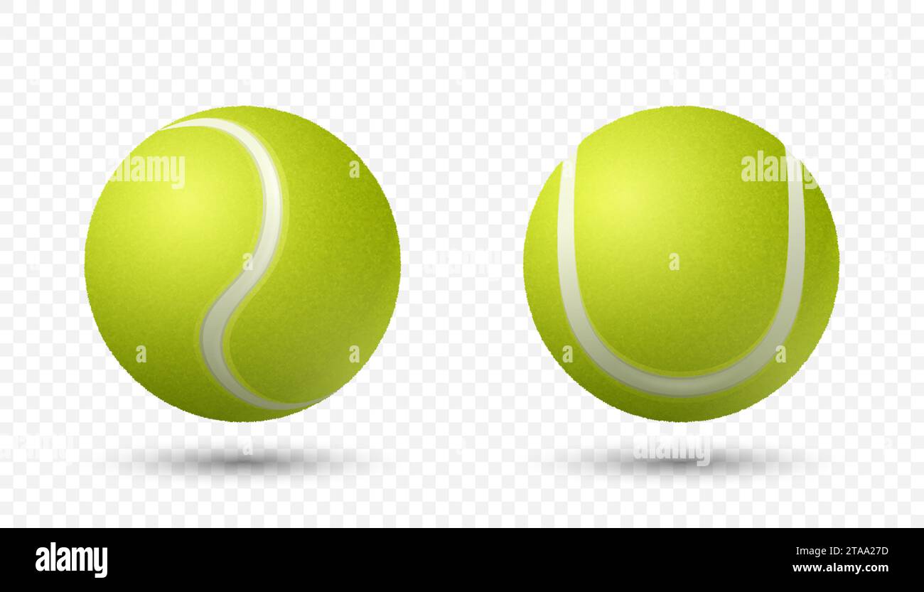 Vector 3d Realistic Green Textured Tennis Ball Icon Set Closeup ...