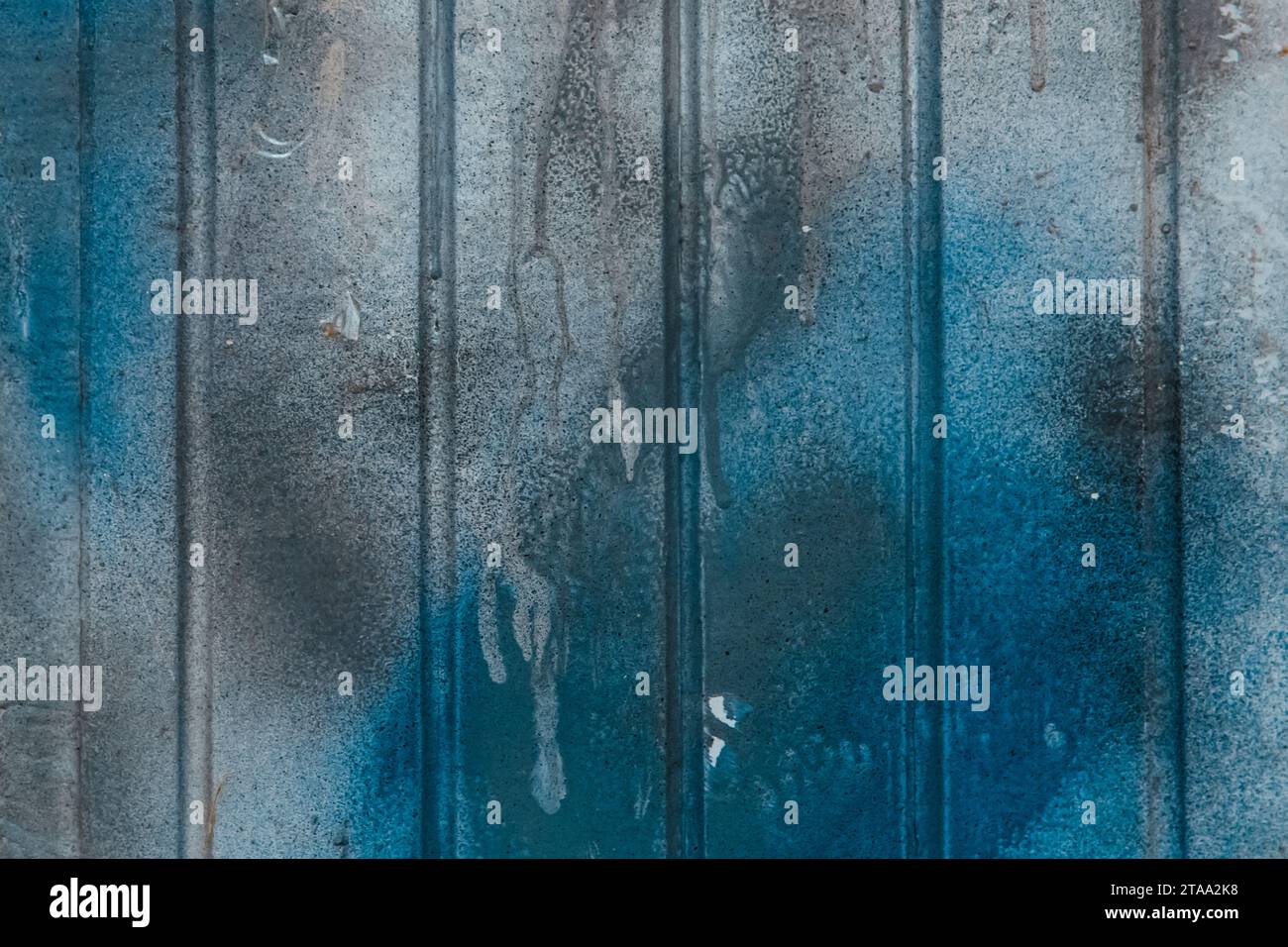 Blue paint spot stain old dirty fence surface weathered texture ...