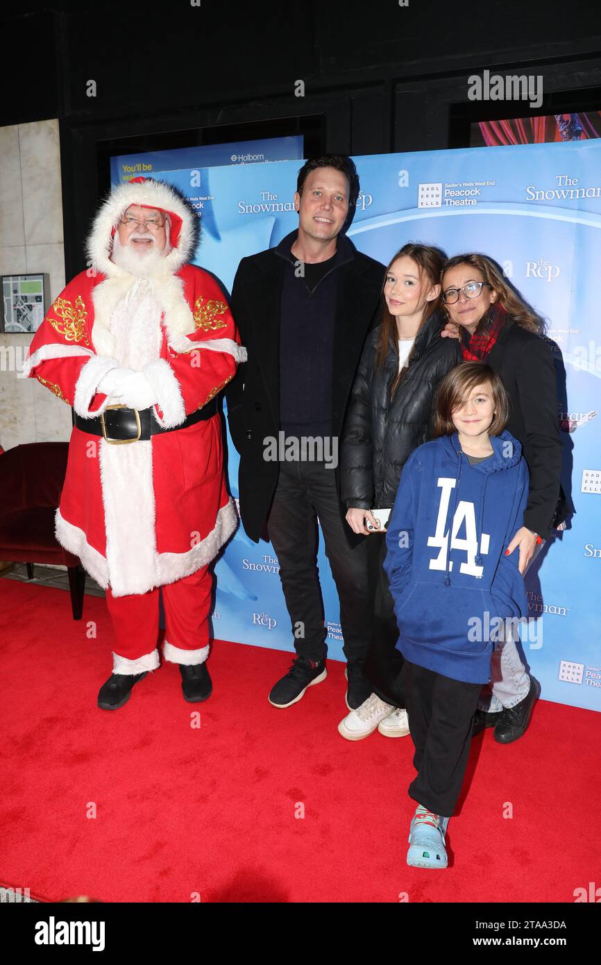 Jack MacDonald and Leah Wood attend The Snowman VIP opening at Peacock ...
