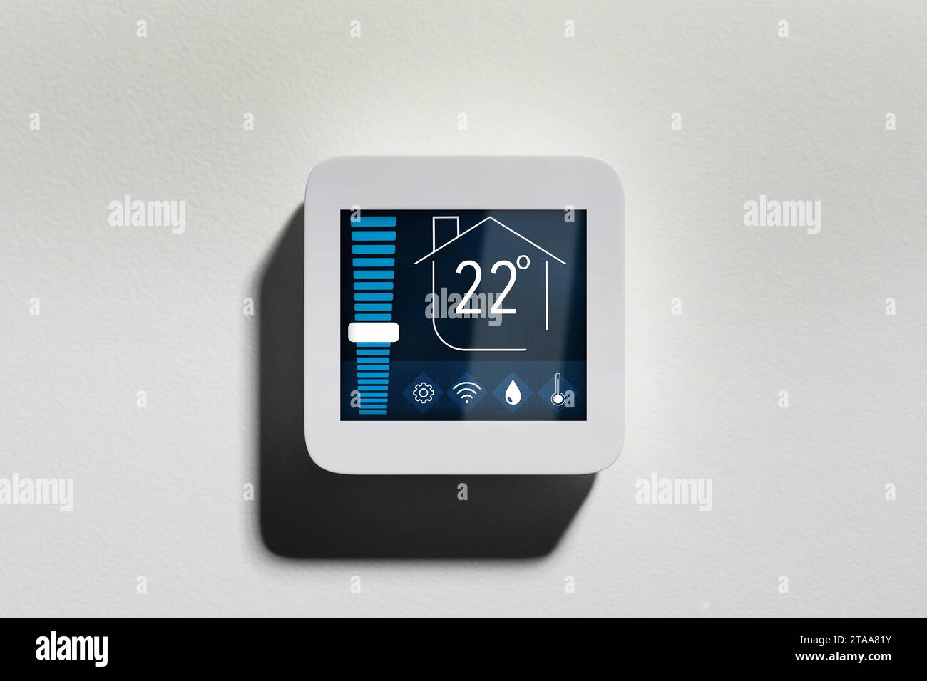 Thermostat displaying temperature in Celsius scale and different icons ...