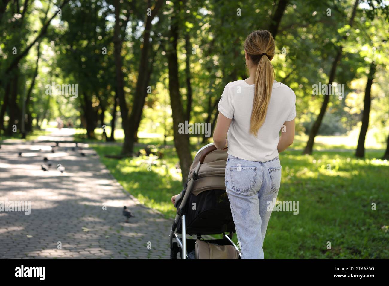 Woman stroller walking back hi-res stock photography and images - Alamy