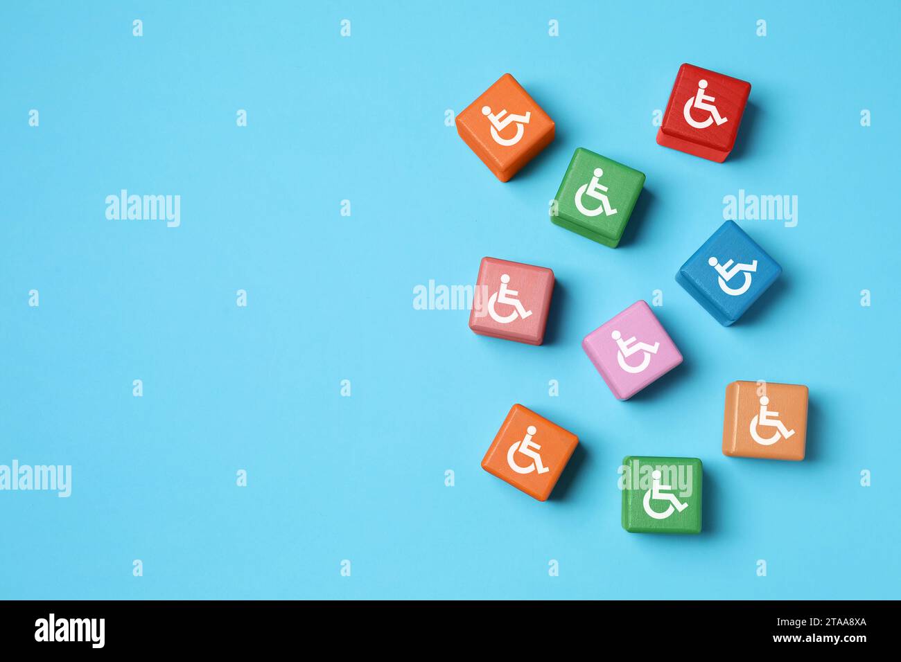 Inclusion concept. Colorful cubes with international symbols of access ...