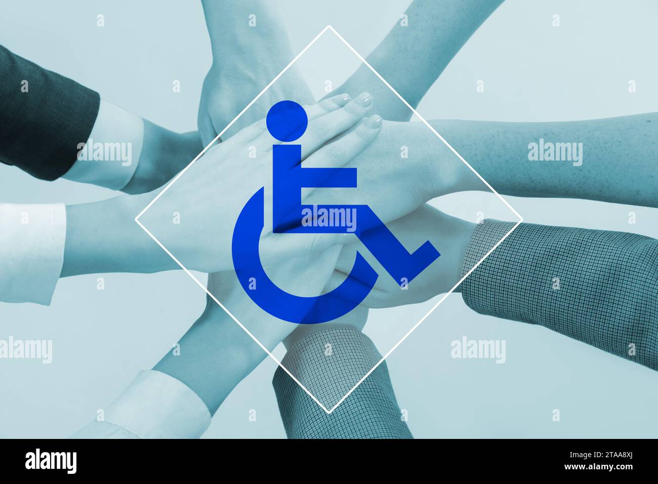 Inclusive workplace culture. International symbol of access. People ...