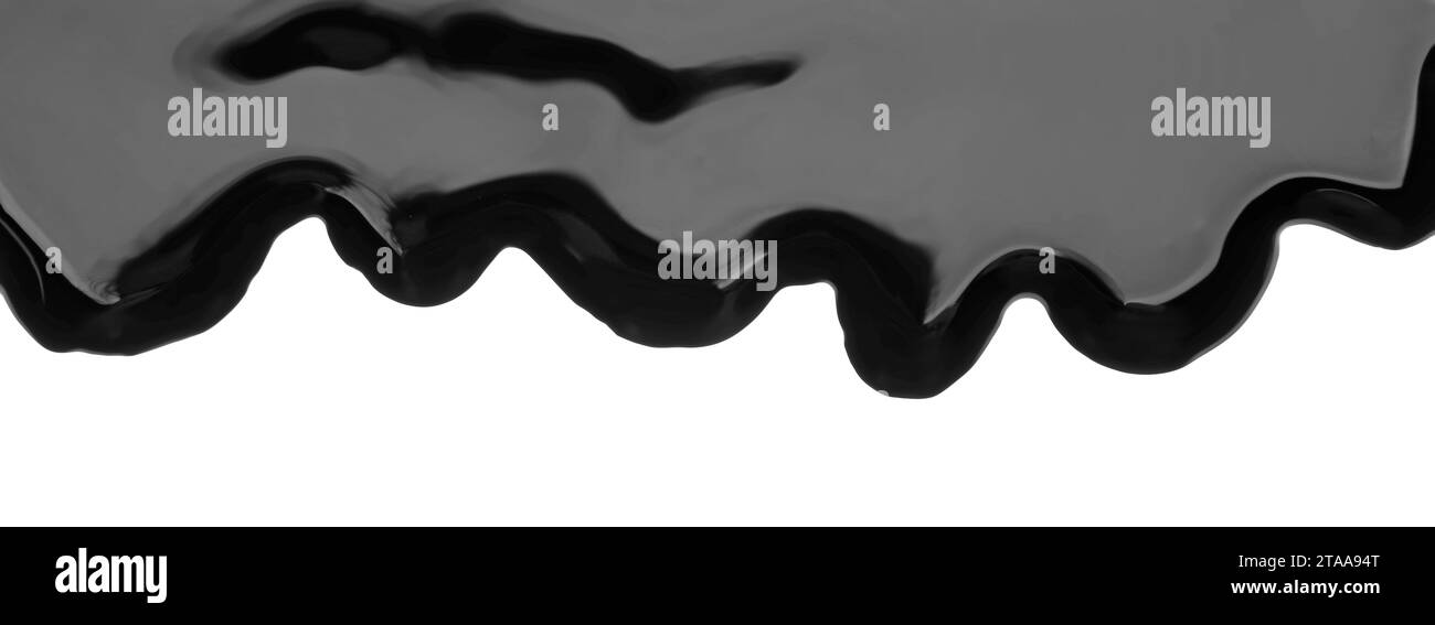 Black viscous liquid flowing on white background Stock Photo - Alamy