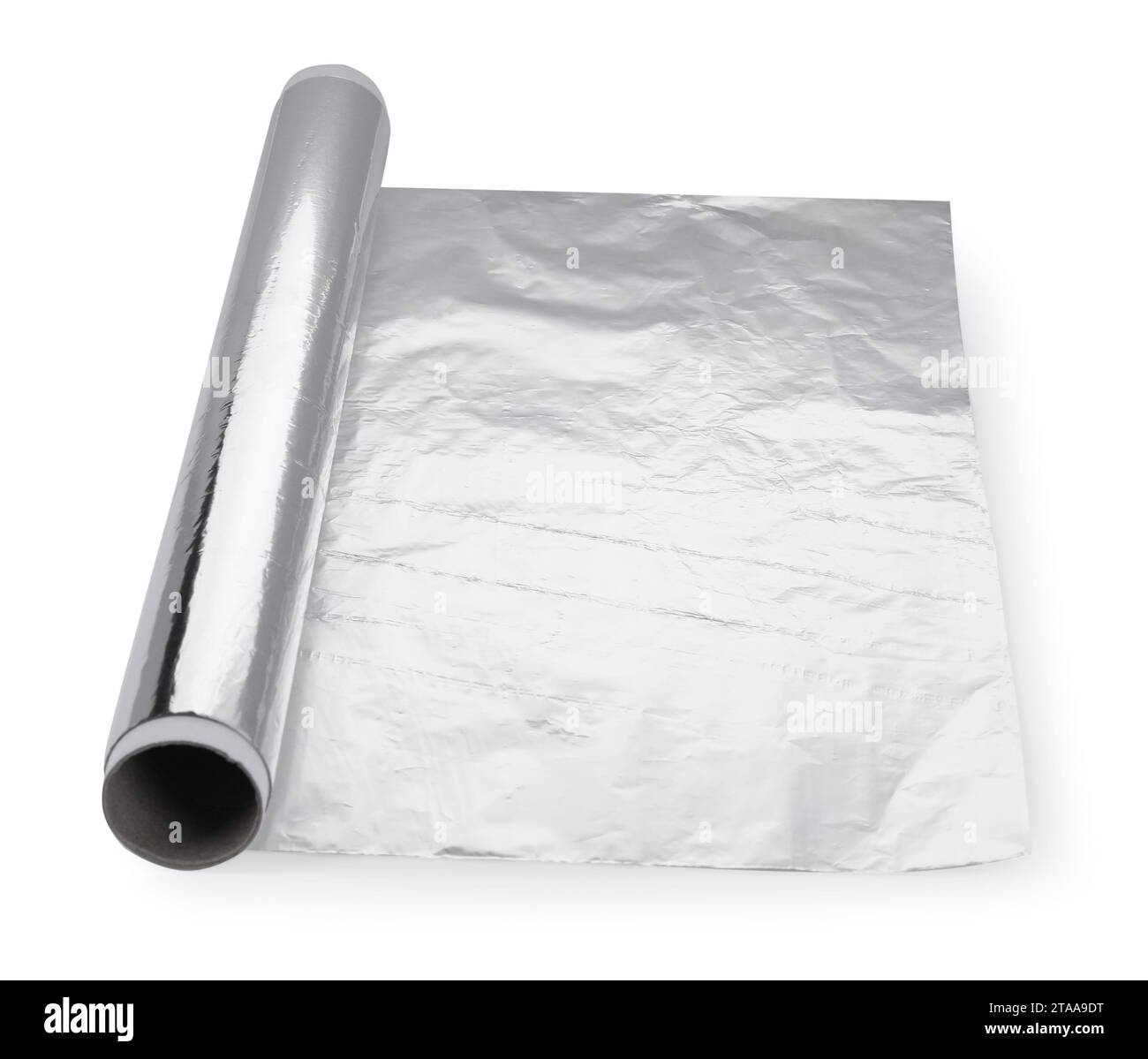 Roll of aluminum foil isolated on white Stock Photo - Alamy
