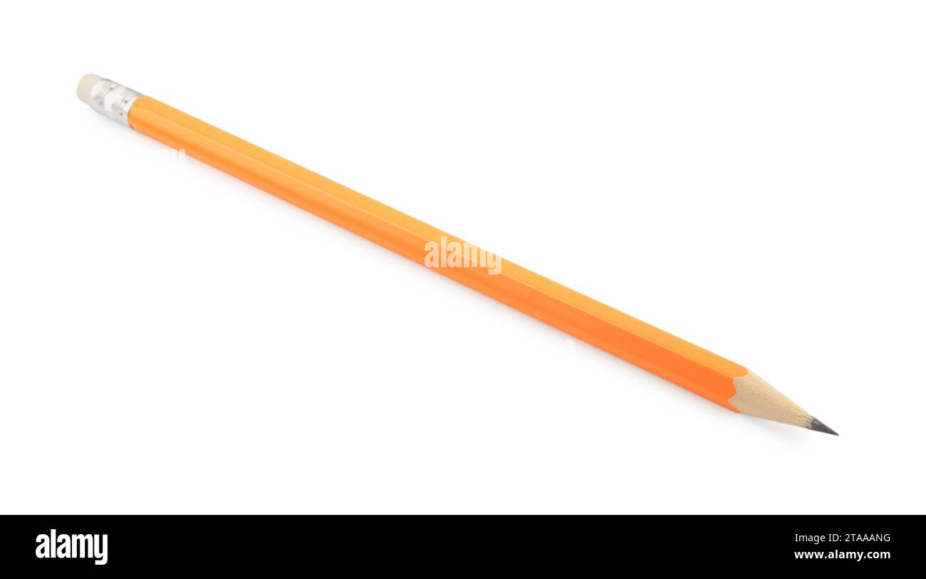 One sharp graphite pencil isolated on white Stock Photo - Alamy