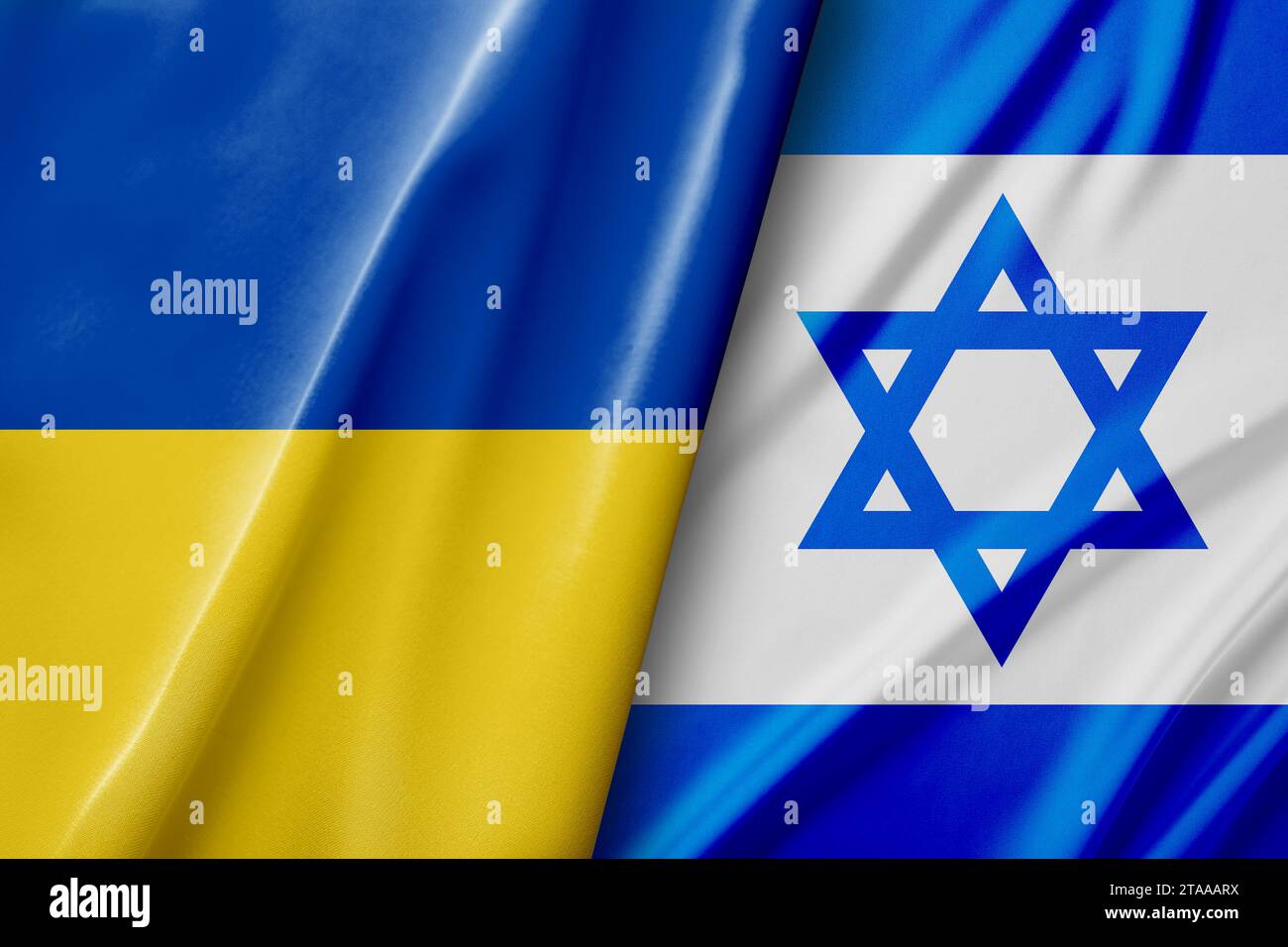 International relations. National flags of Ukraine and Israel Stock ...