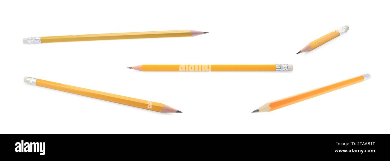 Sharp graphite pencils isolated on white, set Stock Photo - Alamy