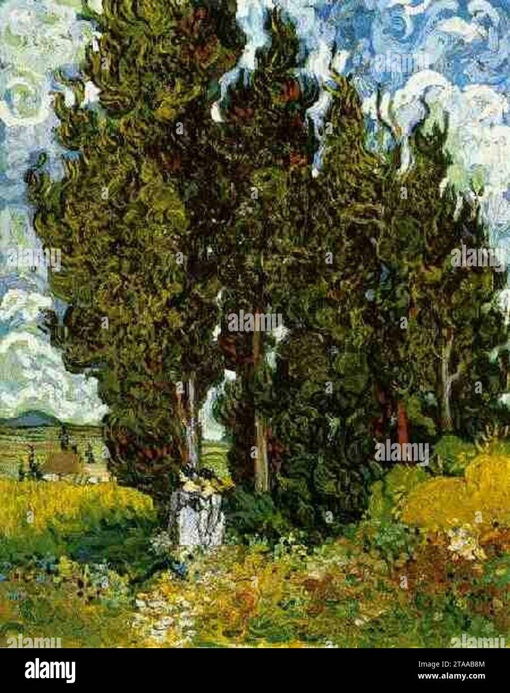 Vincent van Gogh - Crypresses with Two Female Figures Stock Photo - Alamy