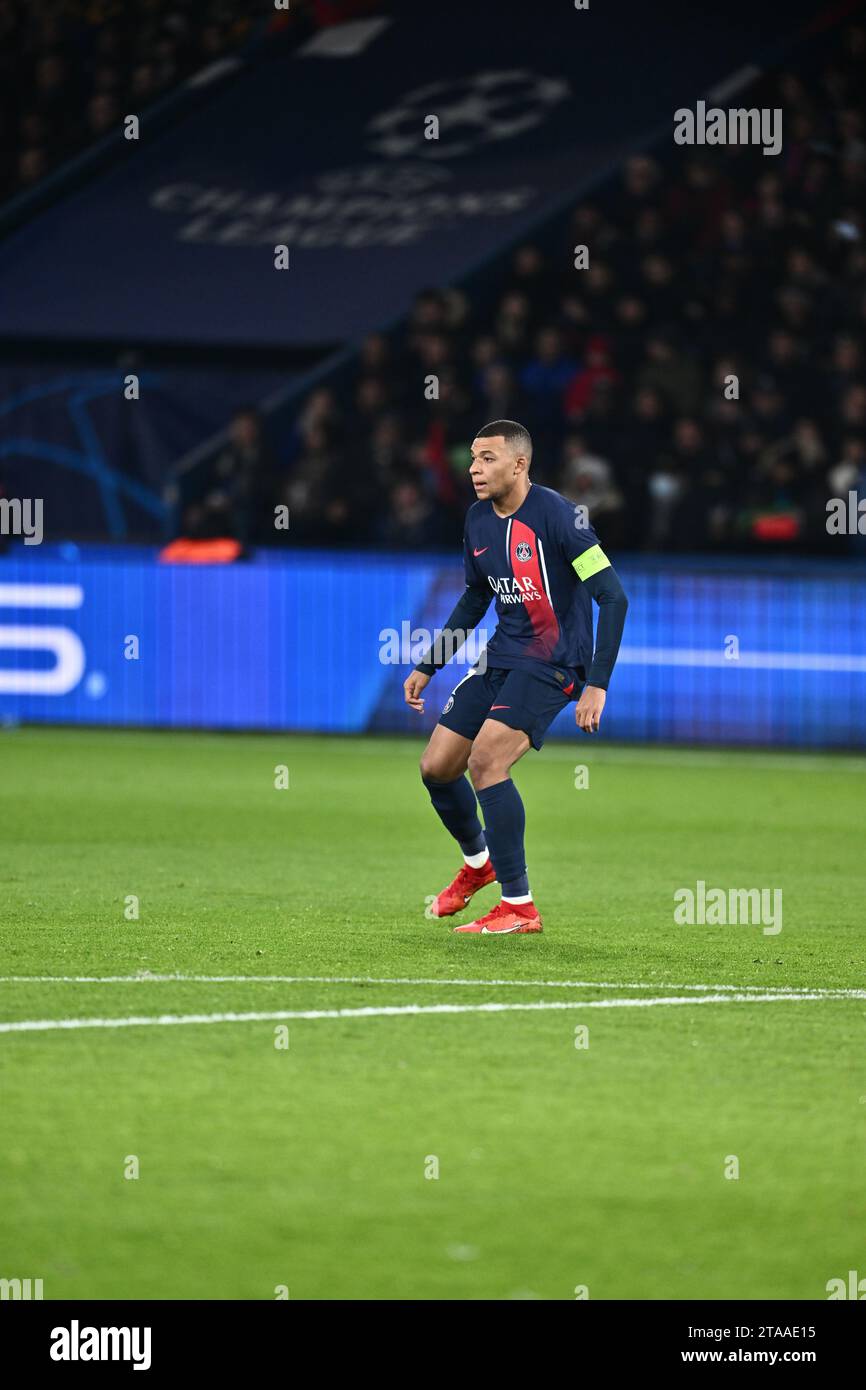 PARIS, FRANCE - NOVEMBER 28: Kylian Mbappe of PSG during the UEFA ...