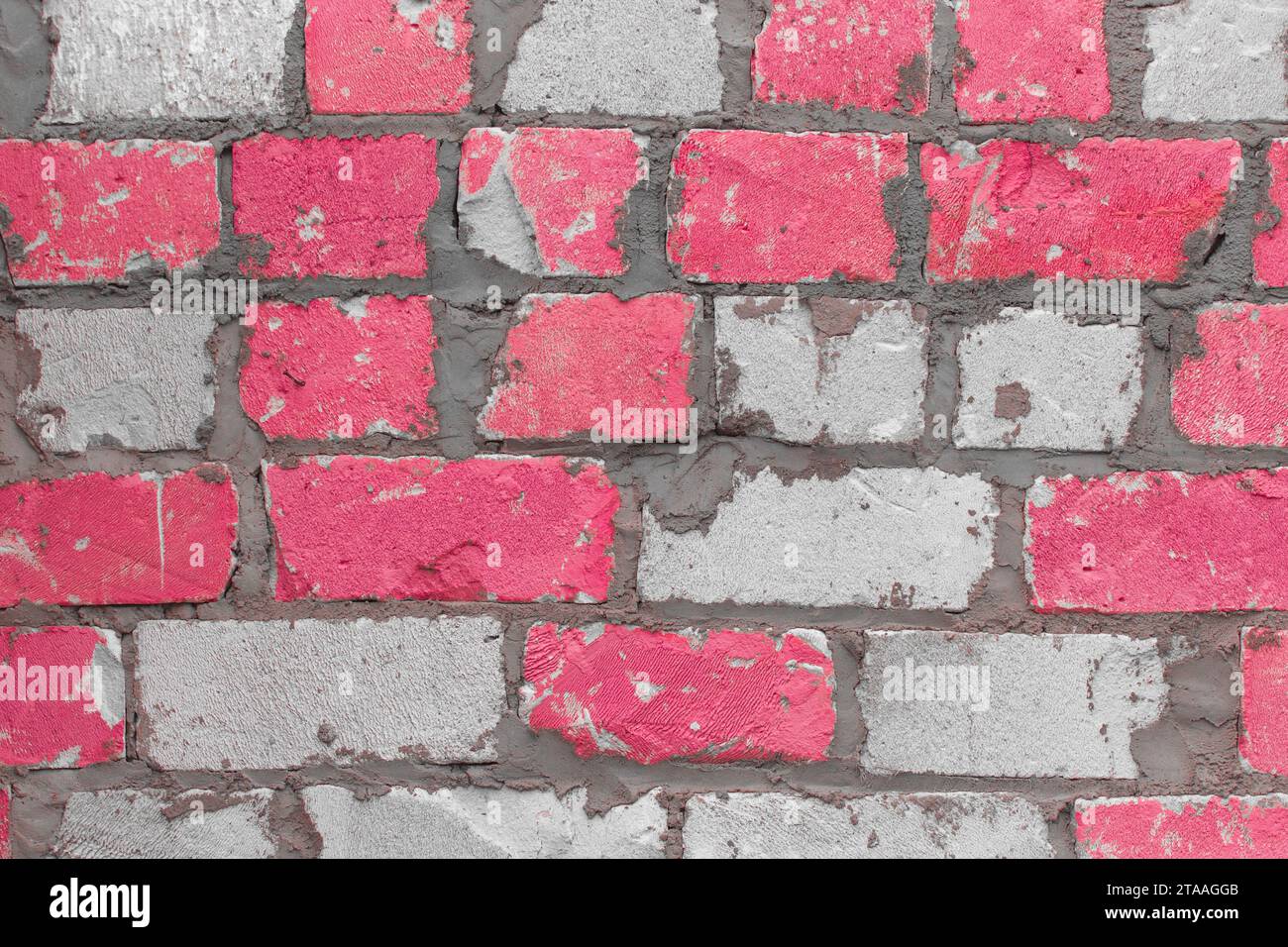 Old brickwork white silicate blocks brick cement color pink paint ...