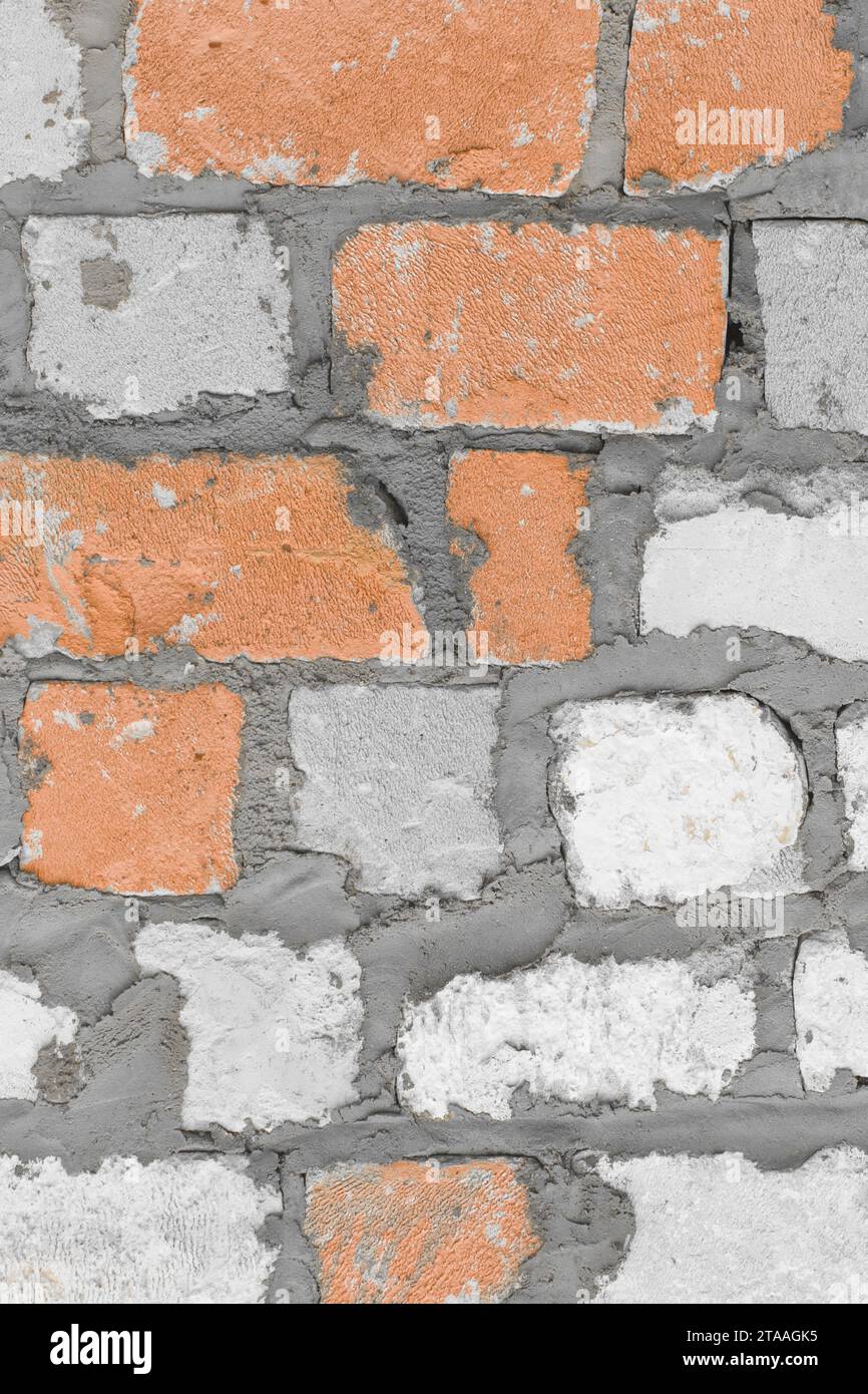 Old brickwork white silicate blocks brick color orange peach paint ...