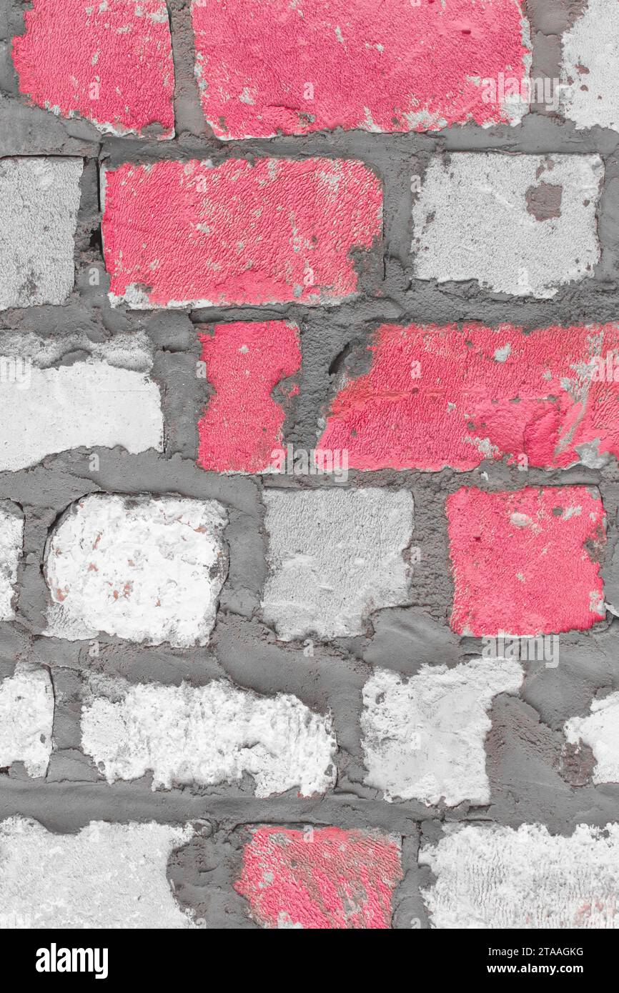 Old brickwork white silicate blocks brick color pink paint texture ...