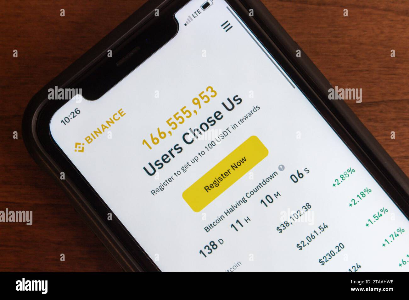 Binance website seen in iPhone screen. Binance is the blockchain-based ...