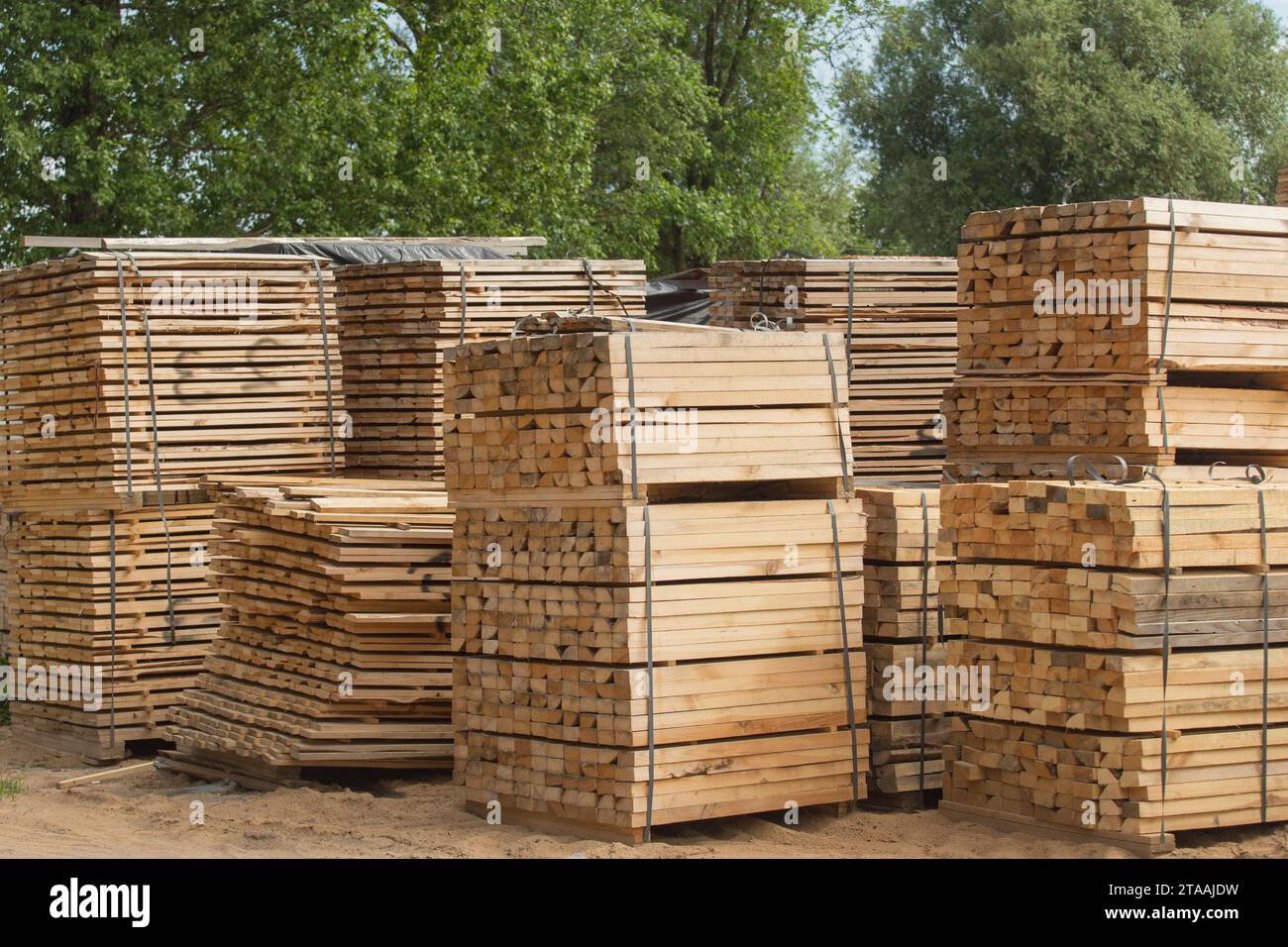 Wood stack storage timber wooden materials lumber pile industry forest ...
