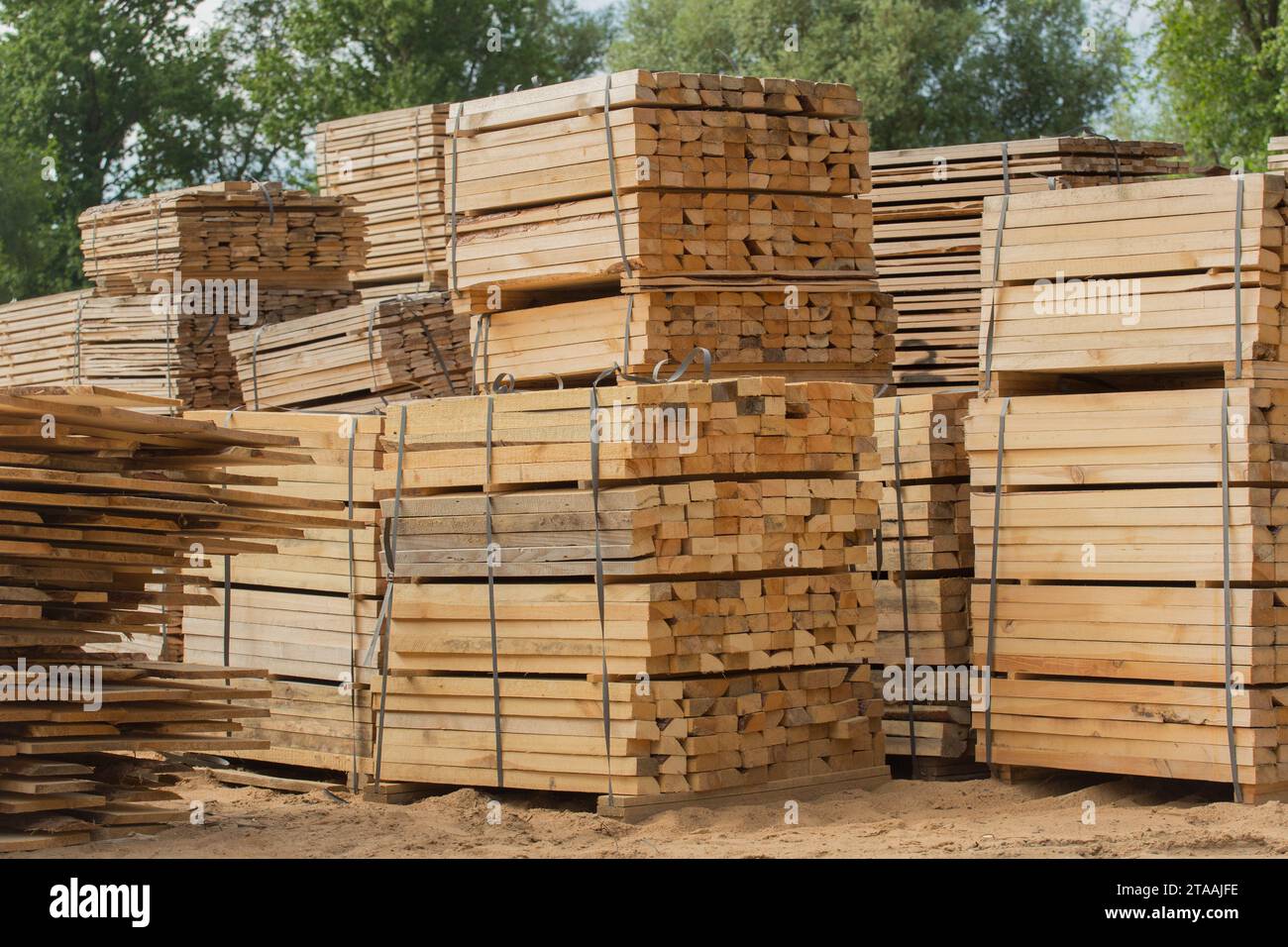 Wood stack storage timber wooden materials lumber pile industry outdoor ...