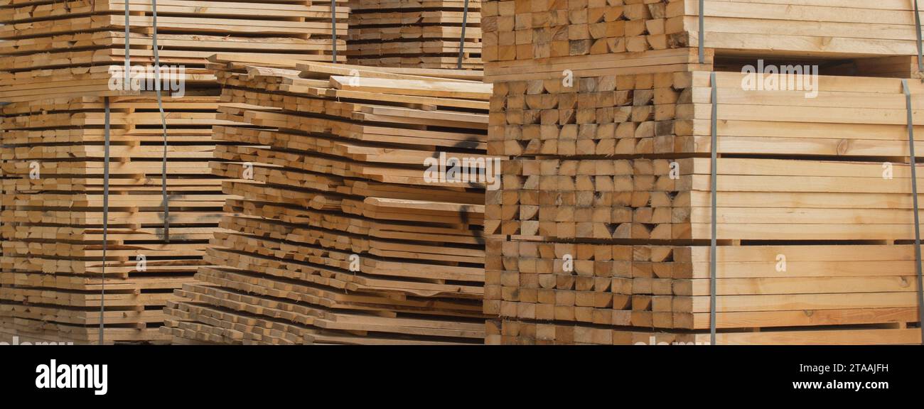 Wood stack storage timber wooden materials lumber pile industry ...