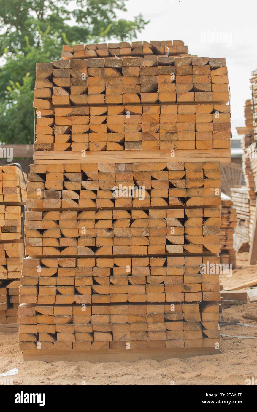 Wood stack storage timber wooden materials lumber pile industry forest ...