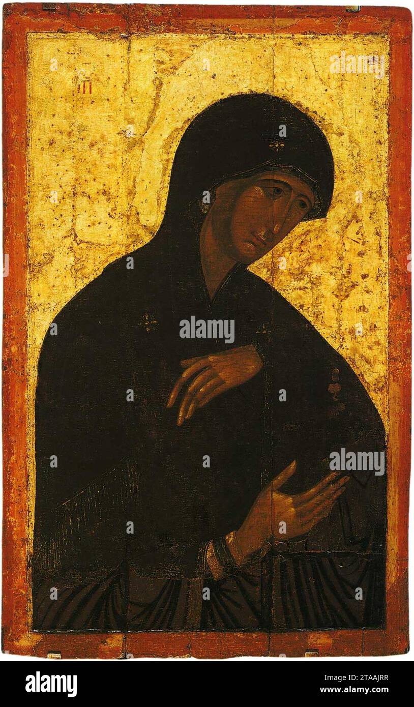Virgin Mary from Vysotsky chin (14c Stock Photo - Alamy