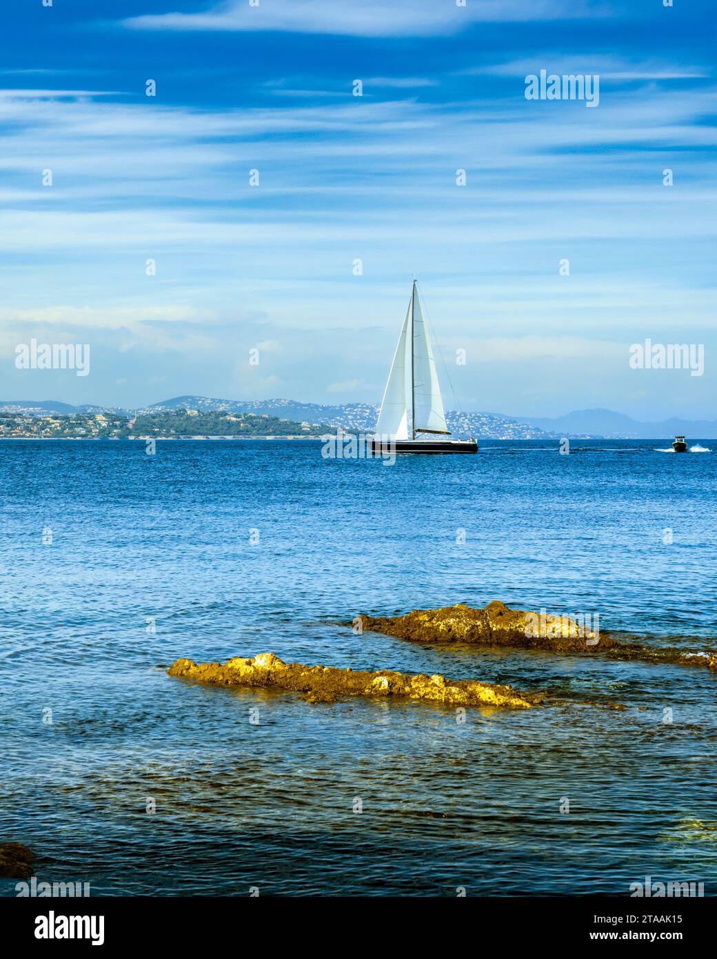Sailboat on sea, Saint-Tropez, Provence, France Stock Photo - Alamy