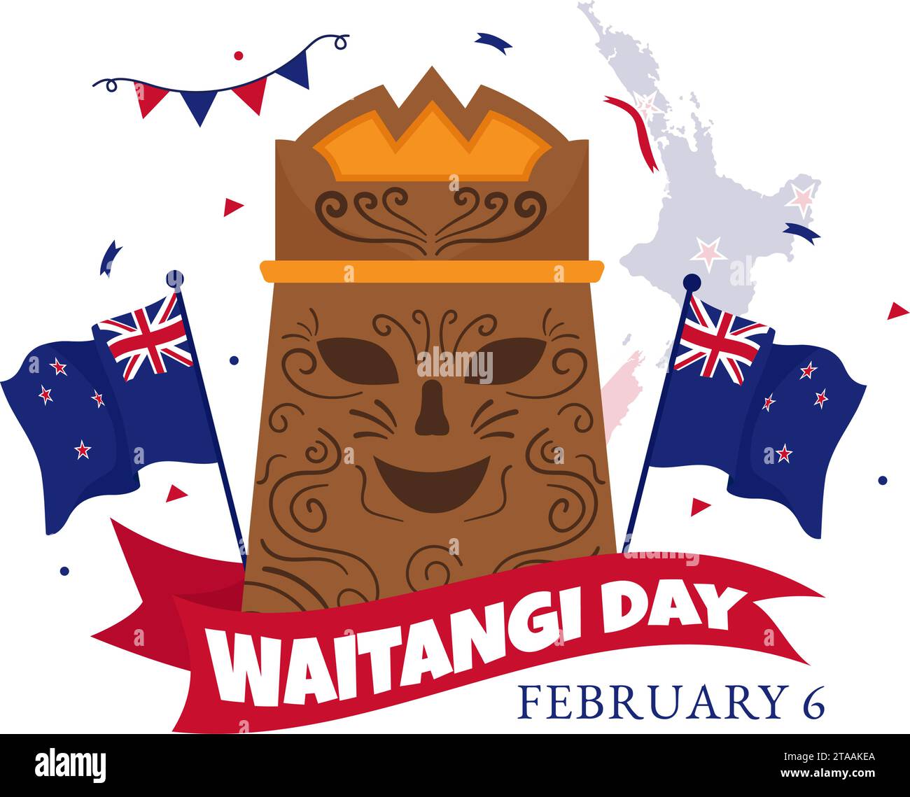 Happy Waitangi Day Vector Illustration on February 6 with New Zealand ...