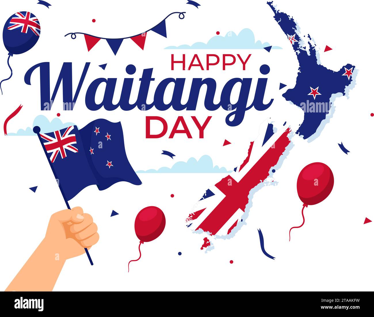 Happy Waitangi Day Vector Illustration on February 6 with New Zealand ...