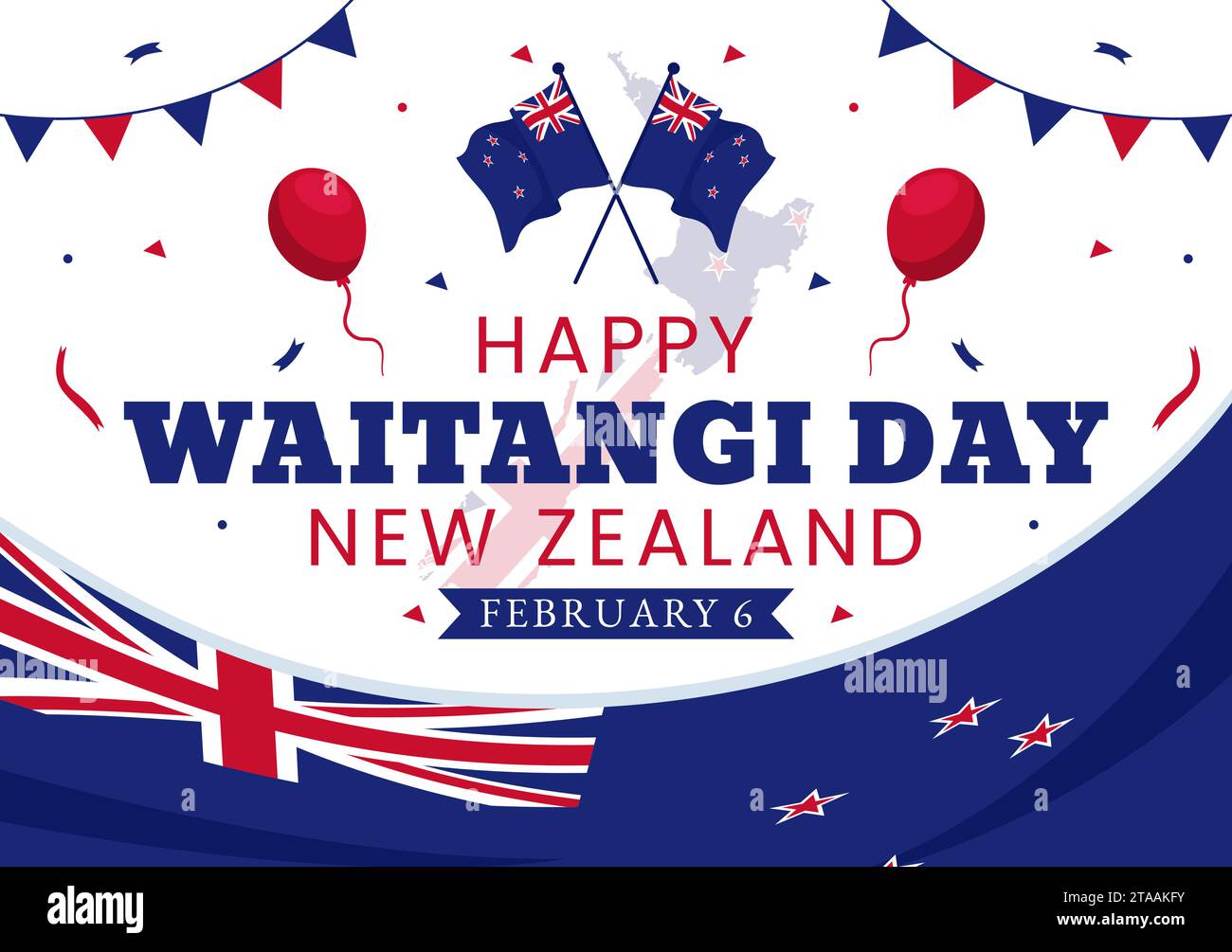 Happy Waitangi Day Vector Illustration on February 6 with New Zealand ...