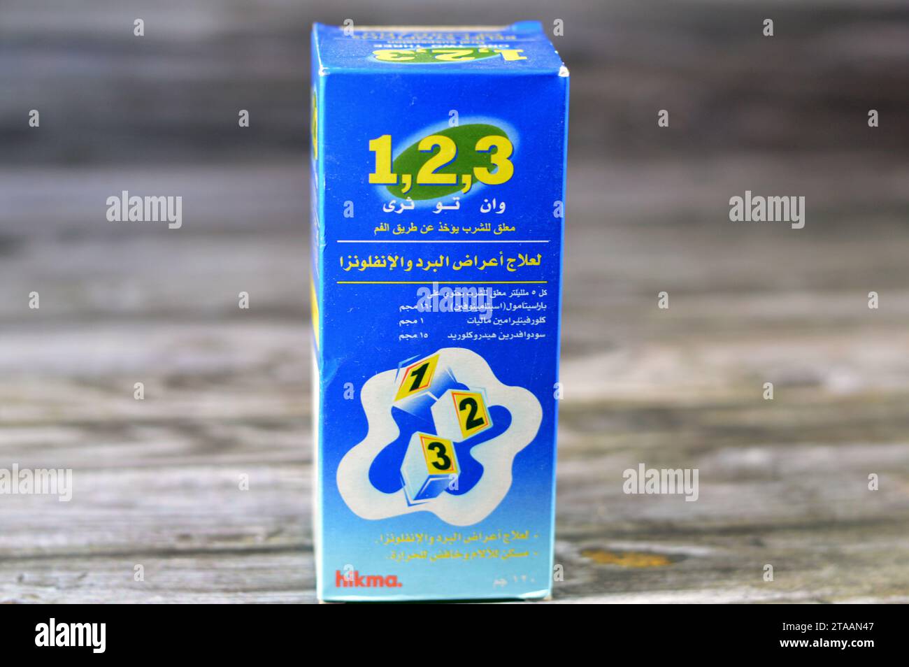 Cairo, Egypt, November 20 2023: One Two Three 123 cold flu oral ...