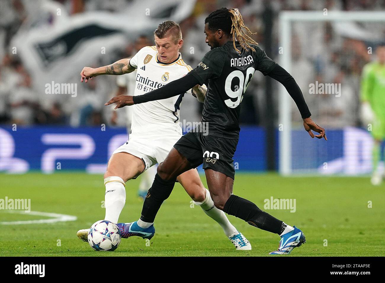 Madrid, Spain. 29th Nov, 2023. Real Madrid CF's Toni Kroos (l) and SSC ...