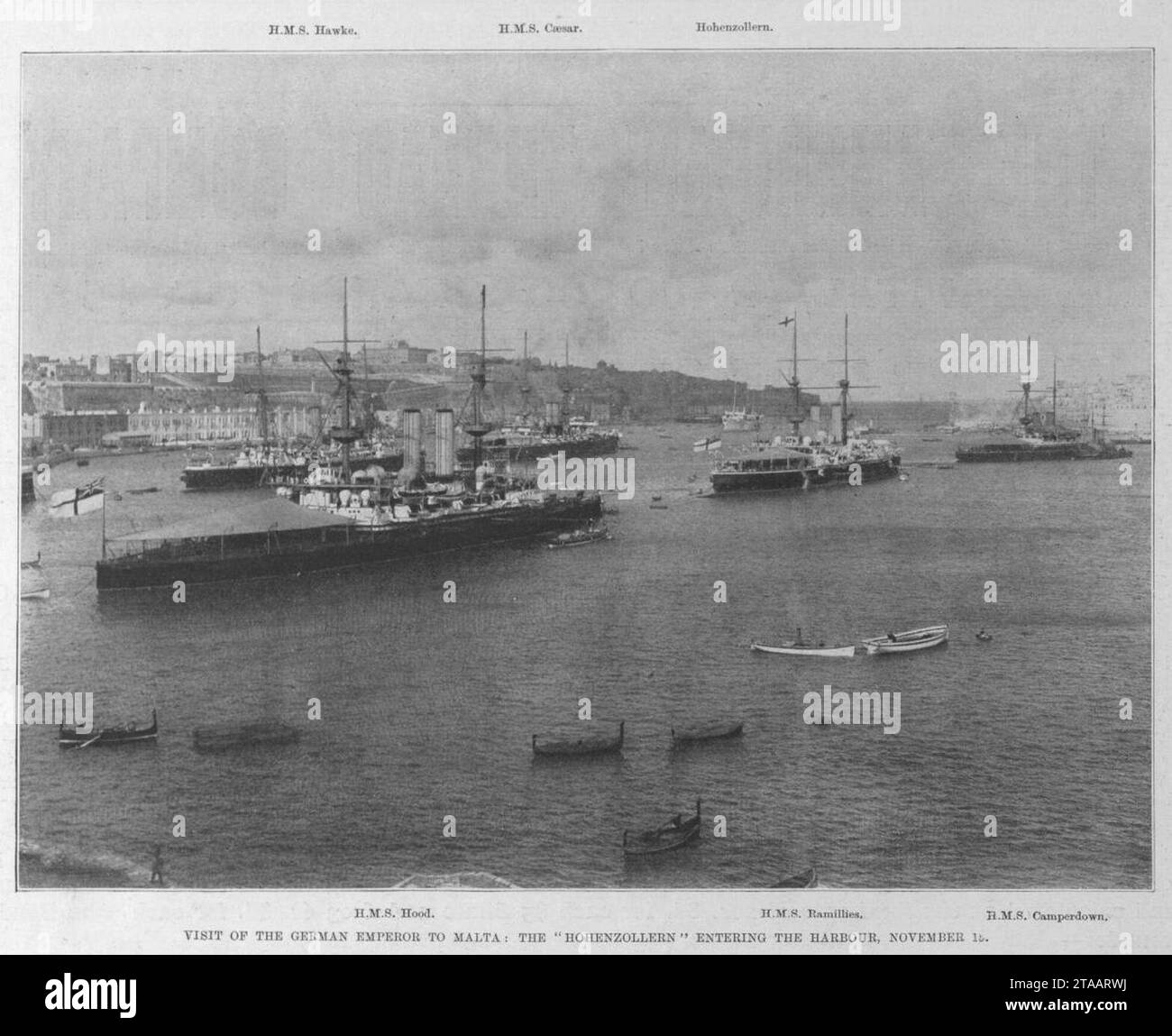 Visit of the German Emperor to Malta - The ''Hohenzollern'' entering ...