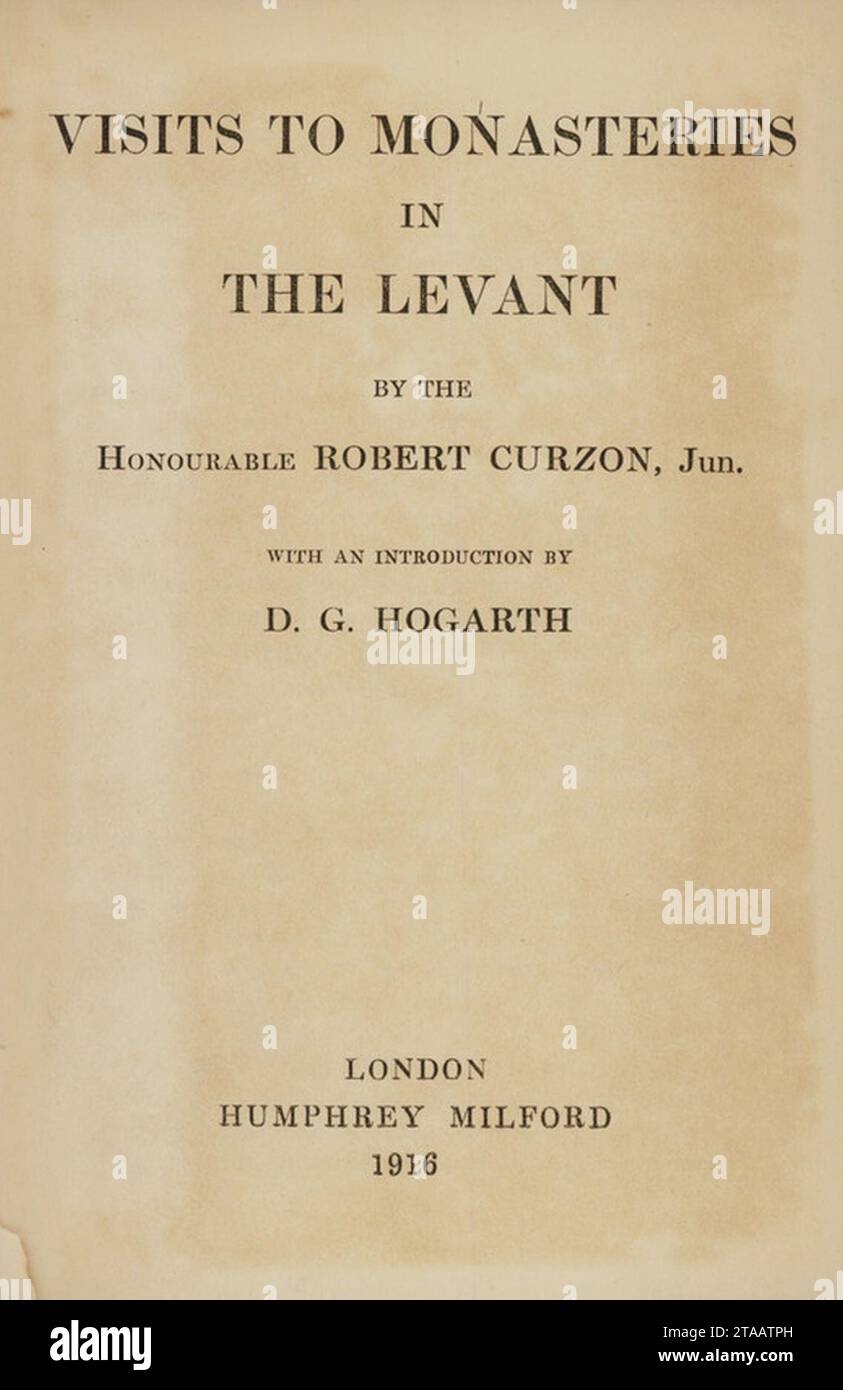 Visits to Monasteries in the Levant, title page - Curzon Robert - 1916 ...