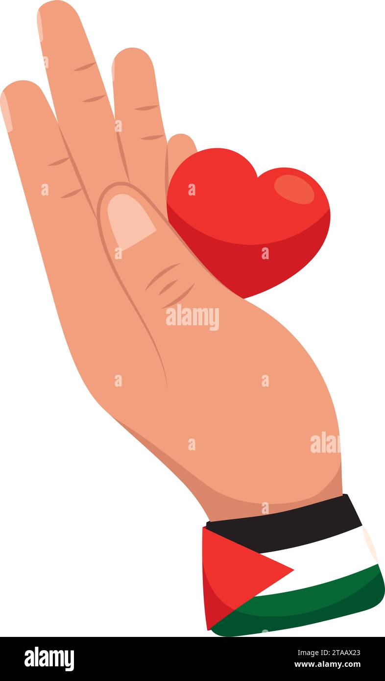 Palestine flag hand heart hi-res stock photography and images - Alamy