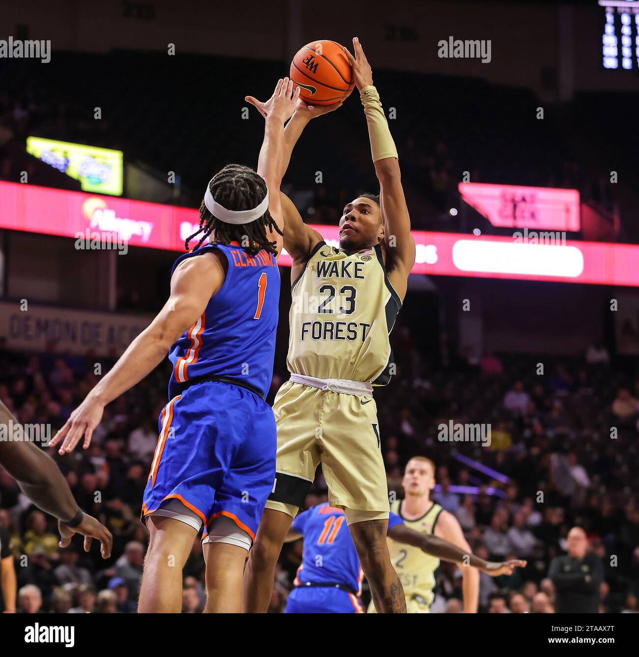 November 29, 2023: Wake Forest junior Hunter Sallis (23) takes a jumper ...